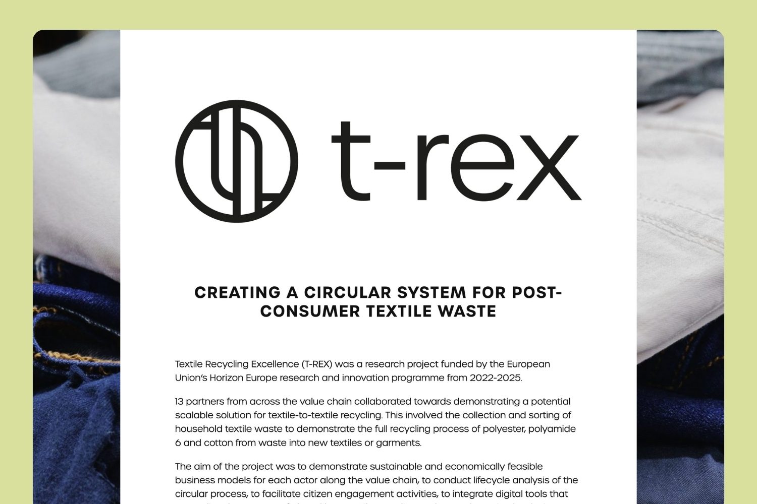 Driving textile recycling excellence - T-REX Project